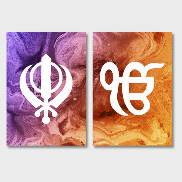 Purple Orange Explosion Sikh Khanda Ek Onkar Canvas Print Wall Art ...