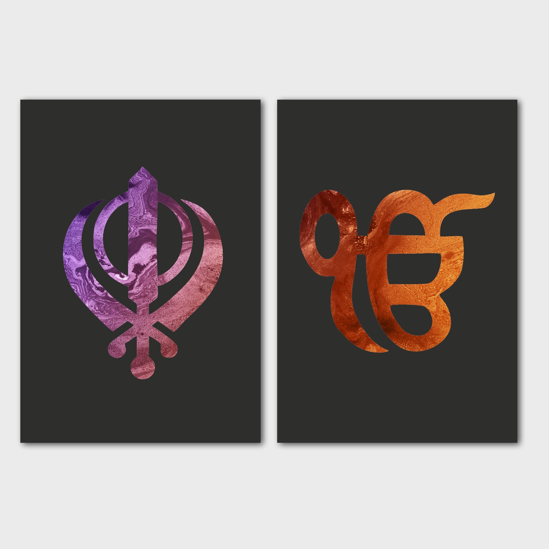 Purple Orange Explosion Sikh Khanda Ek Onkar Canvas Print Wall Art ...